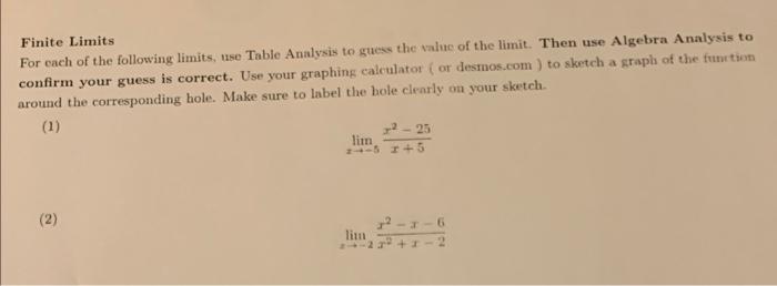 Solved Finite Limits For each of the following limits, use | Chegg.com