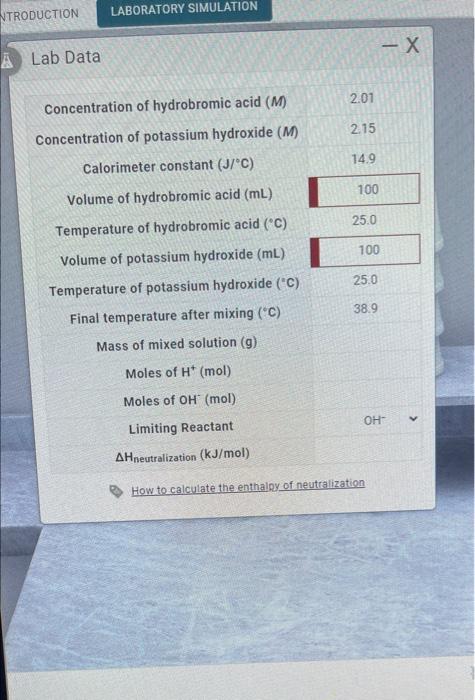 Solved NTRODUCTION LABORATORY SIMULATION -X - A Lab Data | Chegg.com