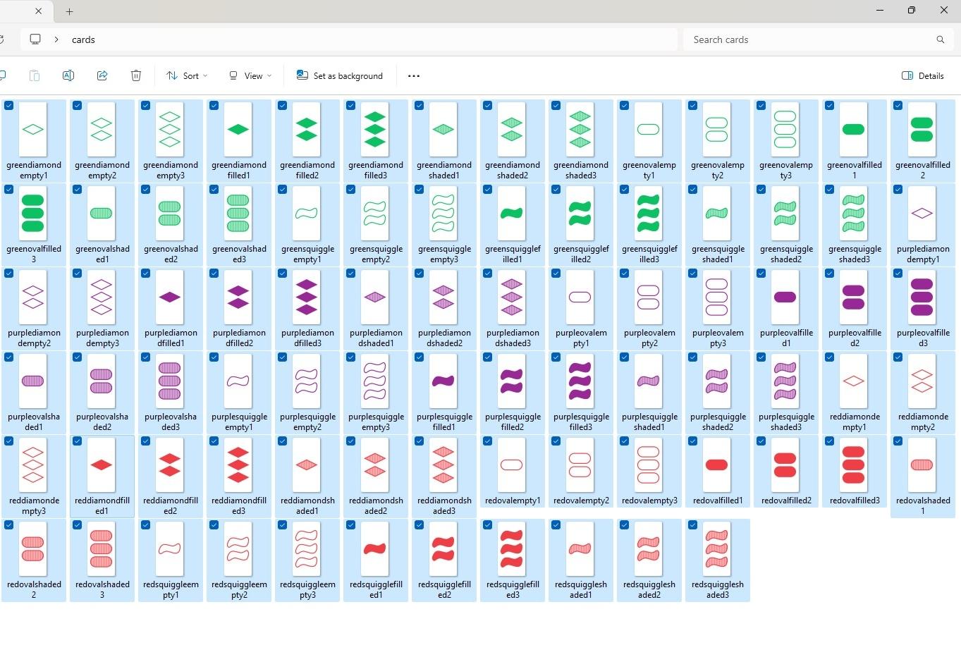 Solved I have the following code for a set card game, it | Chegg.com