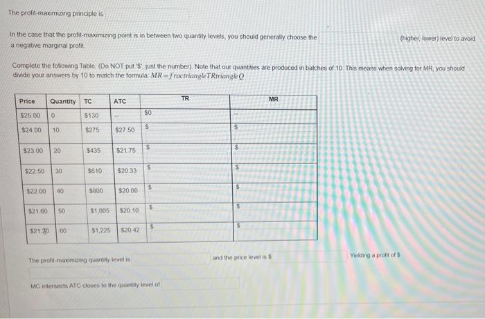 Solved The profit-maximizing principle is In the case that | Chegg.com