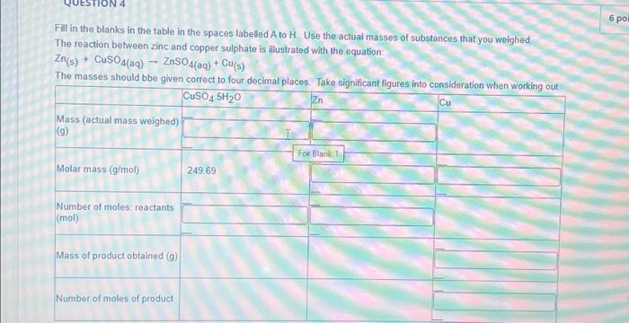 ON 4 Fill in the blanks in the table in the spaces | Chegg.com