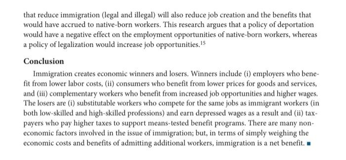 Solved Read the case study: "The Economics of Immigration: A | Chegg.com