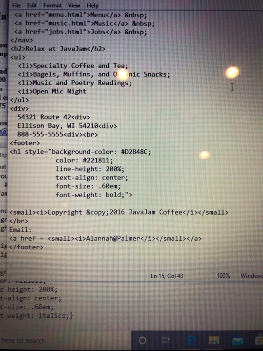 Solved opane.. JavaJam Coffee House Feldt fout ve Help | Chegg.com