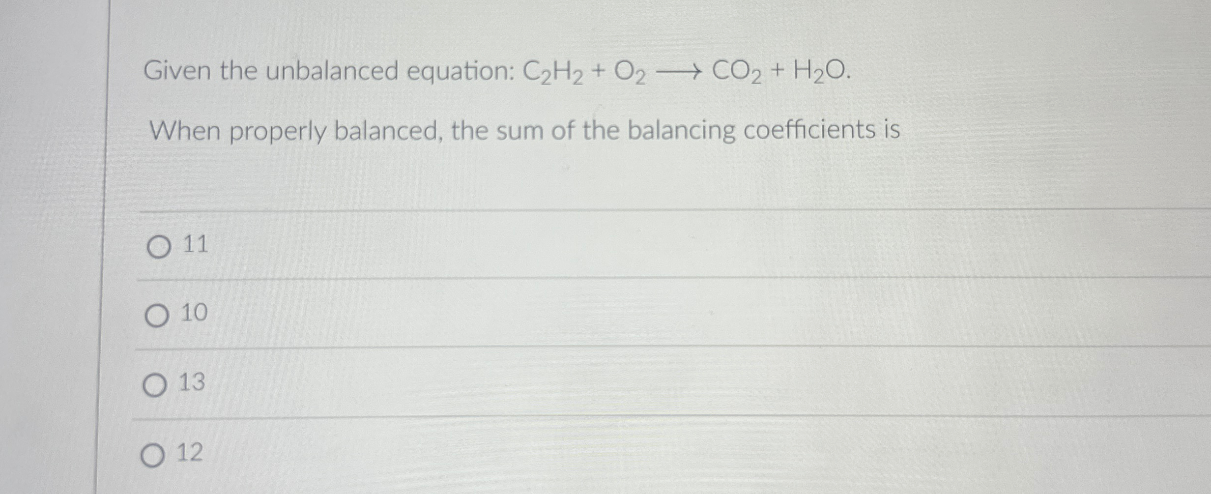 Solved Given the unbalanced equation: | Chegg.com