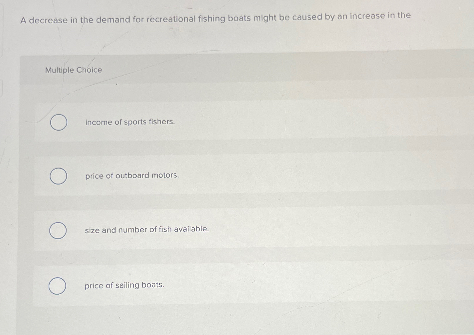 Solved A decrease in the demand for recreational fishing | Chegg.com