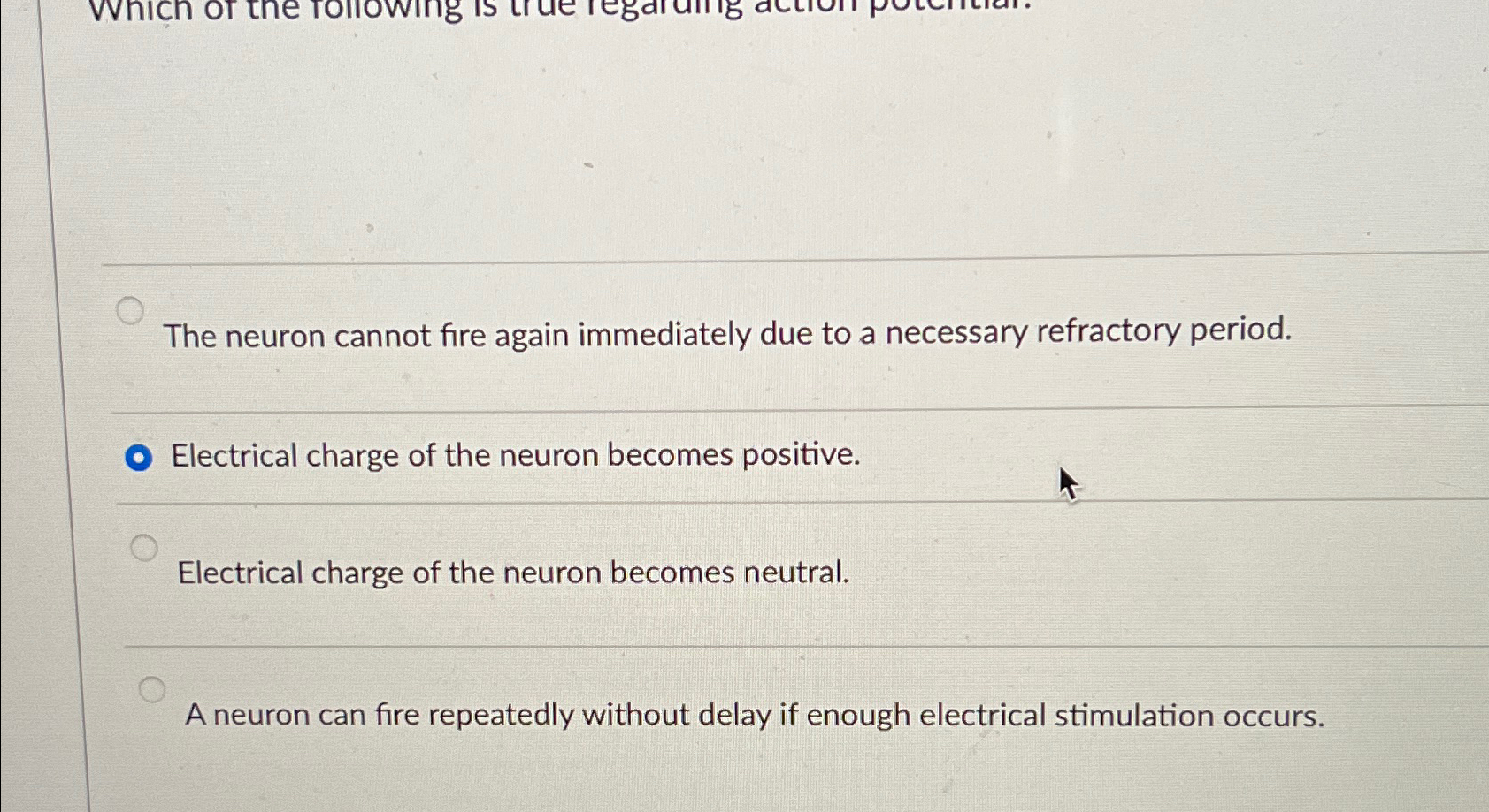Solved The neuron cannot fire again immediately due to a | Chegg.com