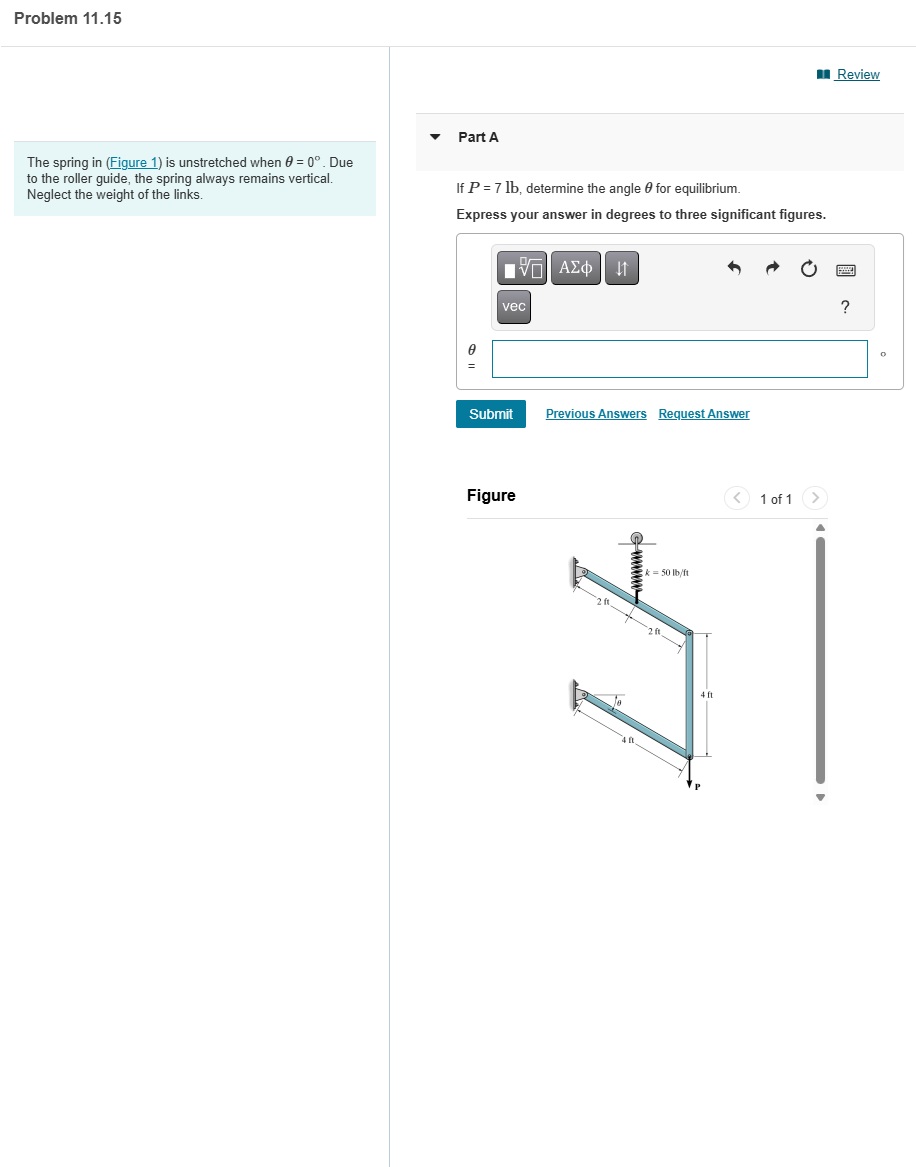 Solved Part AThe spring in (Figure 1) is ﻿unstretched when | Chegg.com