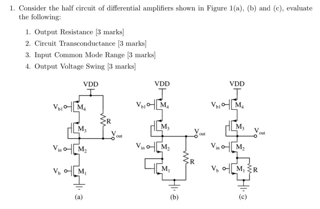 Solved Consider the half circuit of differential amplifiers | Chegg.com