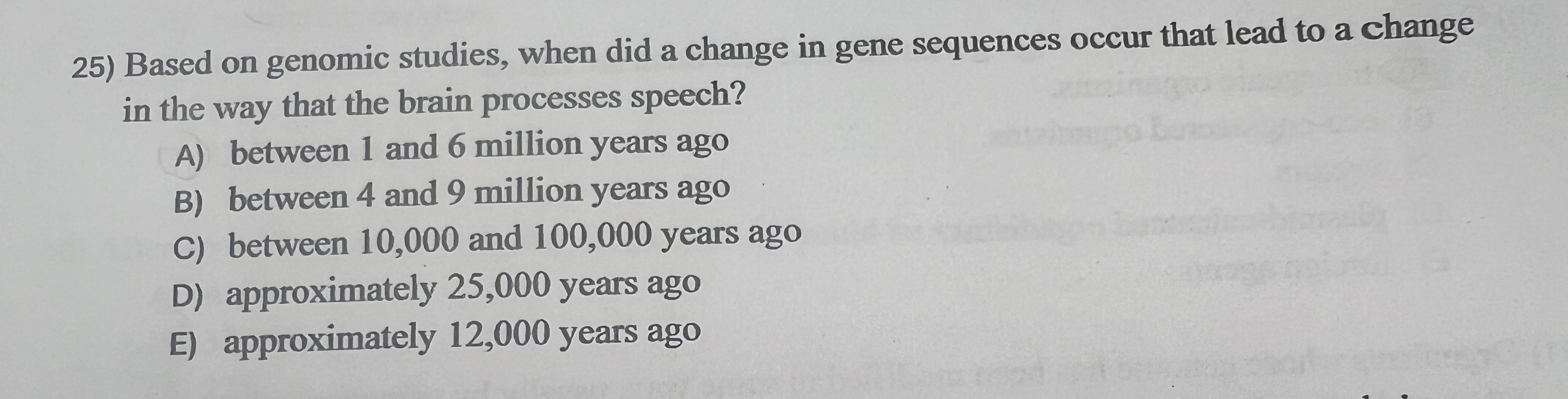 Solved Based on genomic studies, when did a change in gene | Chegg.com