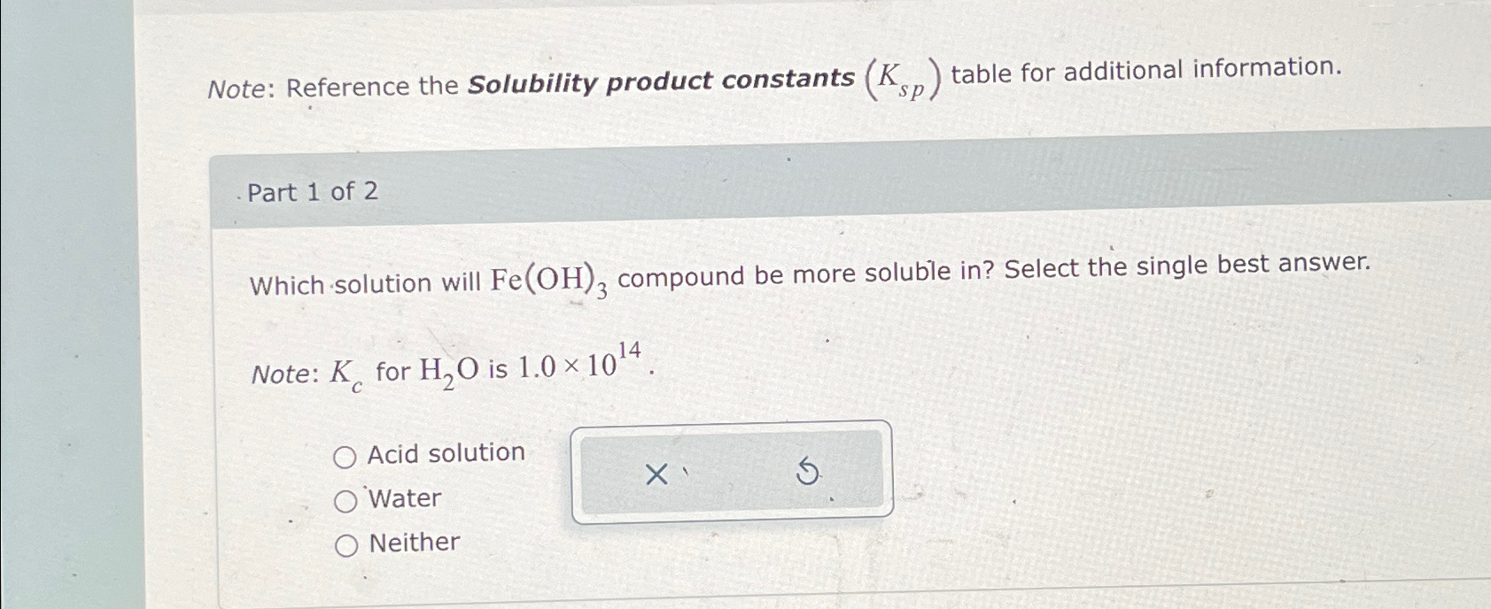 Solved Note: Reference the Solubility product constants | Chegg.com