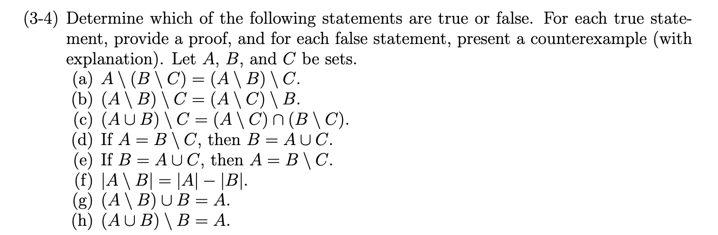 (3-4) ﻿Determine which of the following statements | Chegg.com