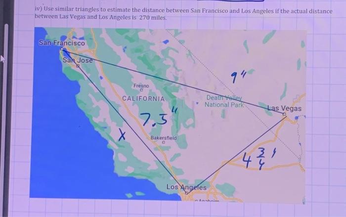 Solved iv) Use similar triangles to estimate the distance | Chegg.com