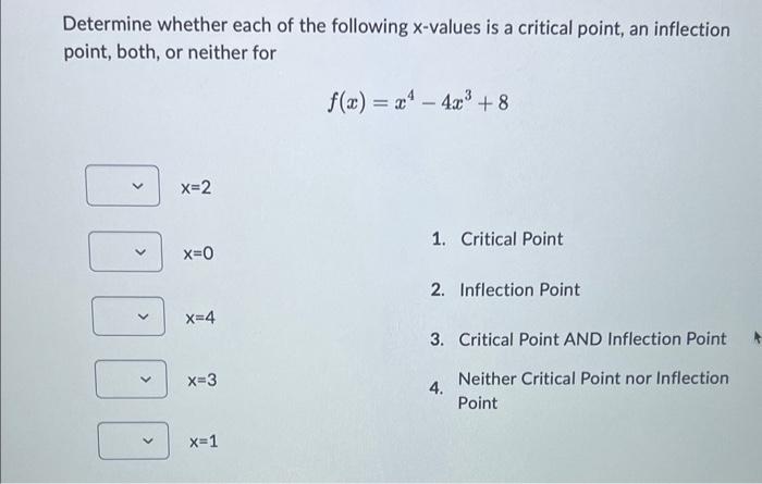 Solved Determine whether each of the following x-values is a | Chegg.com