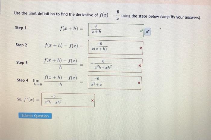 Solved Use the limit definition to find the derivative of | Chegg.com
