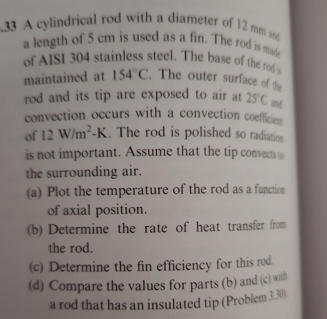 Solved 33 A cylindrical rod with a diameter of 12 mm and a | Chegg.com