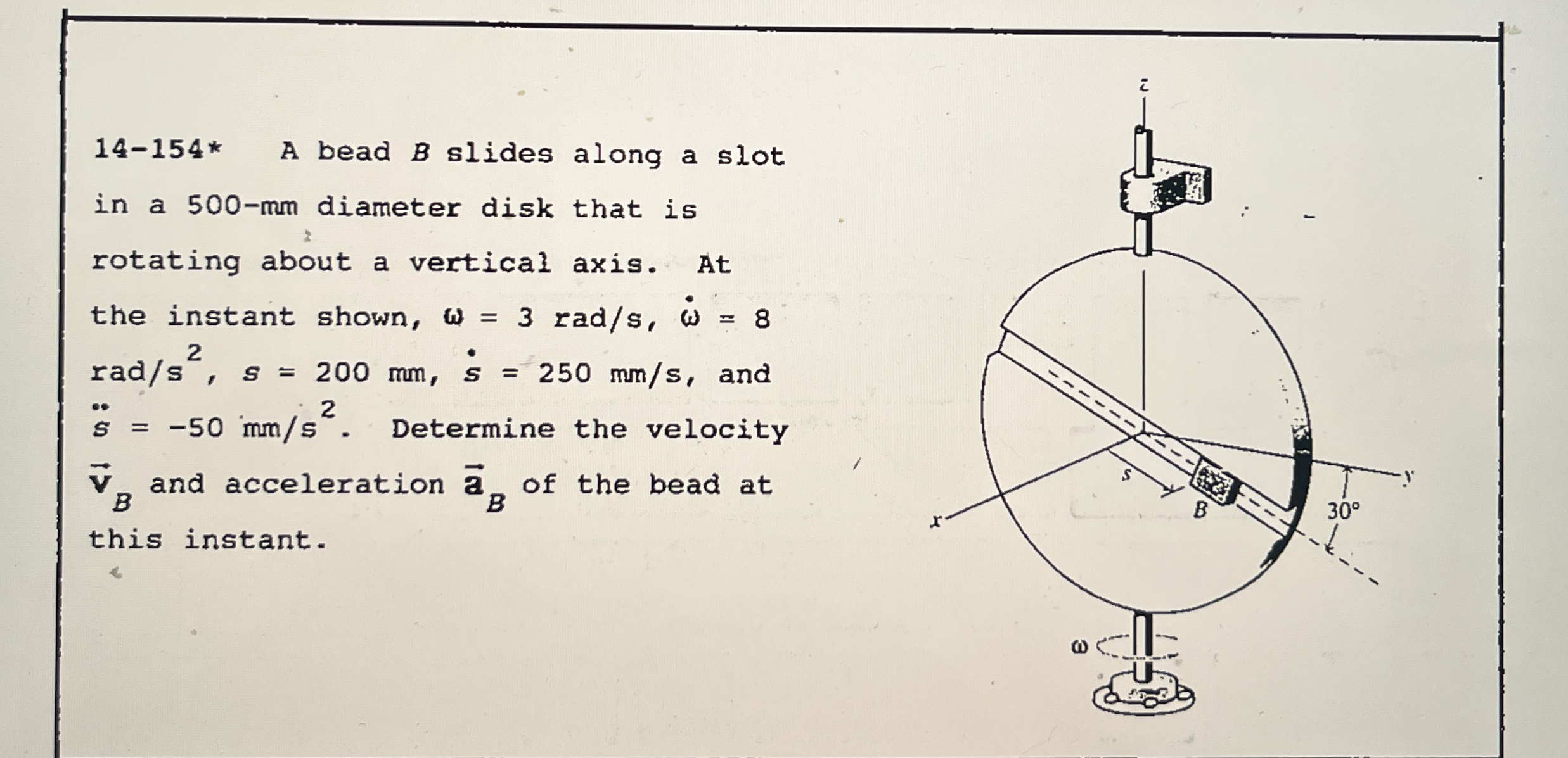 Solved 14-154* ﻿A bead B slides along a slot in a 500-mm | Chegg.com