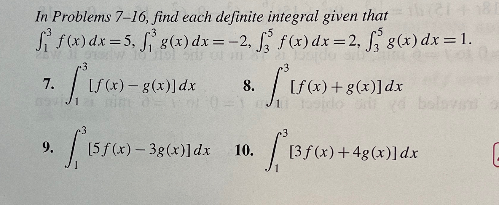 Solved In Problems 7-16, ﻿find each definite integral given | Chegg.com