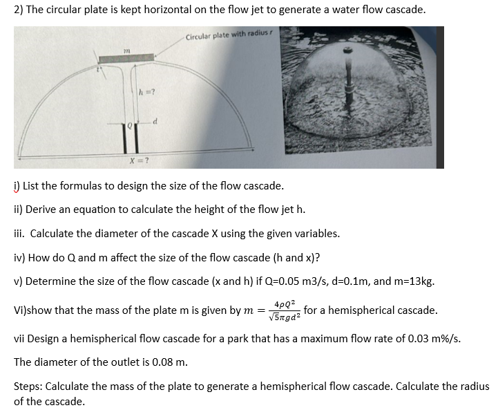 Solved i) ﻿List the formulas to design the size of the flow | Chegg.com
