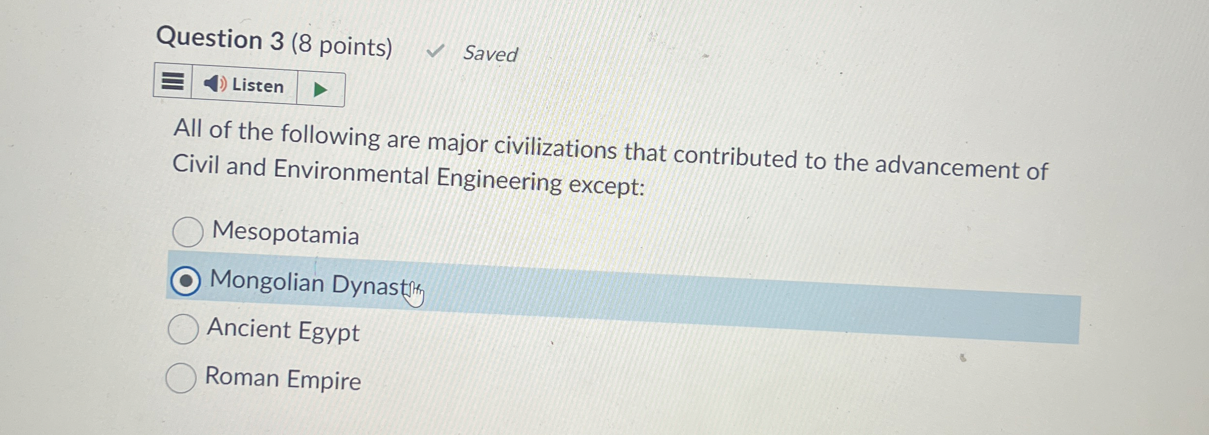 Solved Question 3 (8 ﻿points) ﻿SavedListenAll of the | Chegg.com