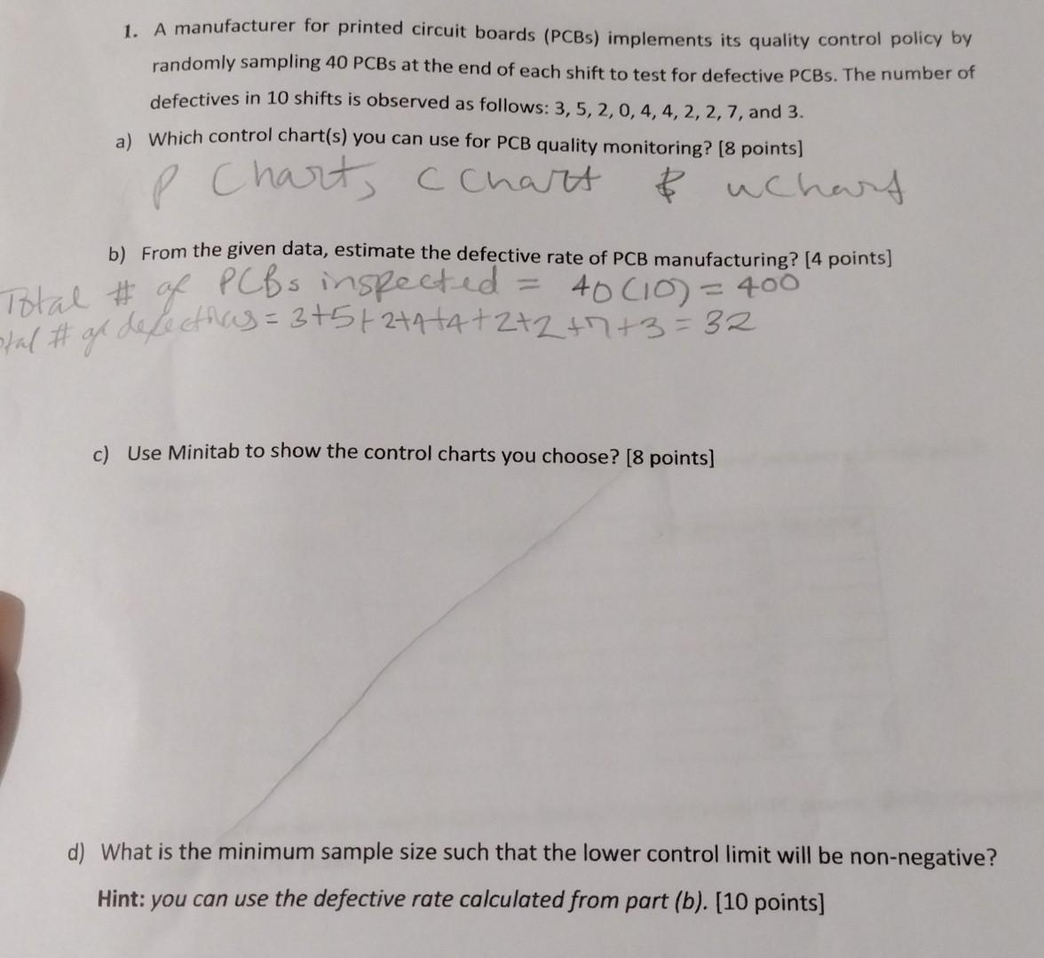 Solved 1. A manufacturer for printed circuit boards (PCBs) | Chegg.com