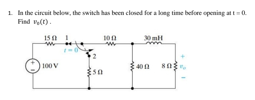 Solved In the circuit below, the switch has been closed for | Chegg.com