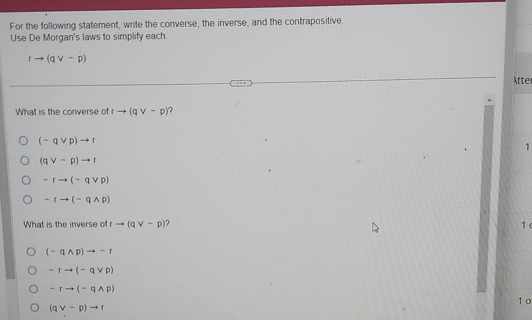 Solved For the following statement, write the converse, the | Chegg.com