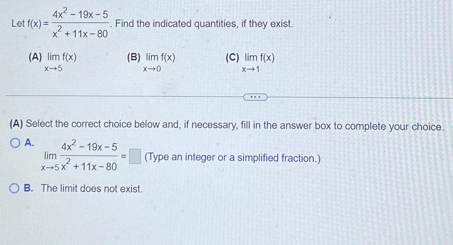 Solved Let f(x)=4x2-19x-5x2+11x-80. ﻿Find the indicated | Chegg.com