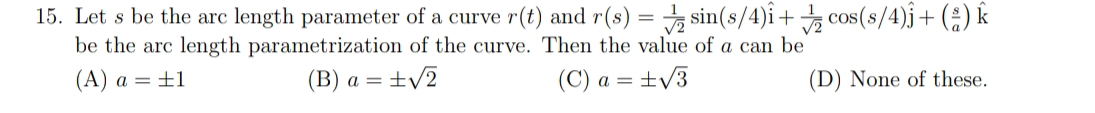 Solved Let s ﻿be the arc length parameter of a curve r(t) | Chegg.com