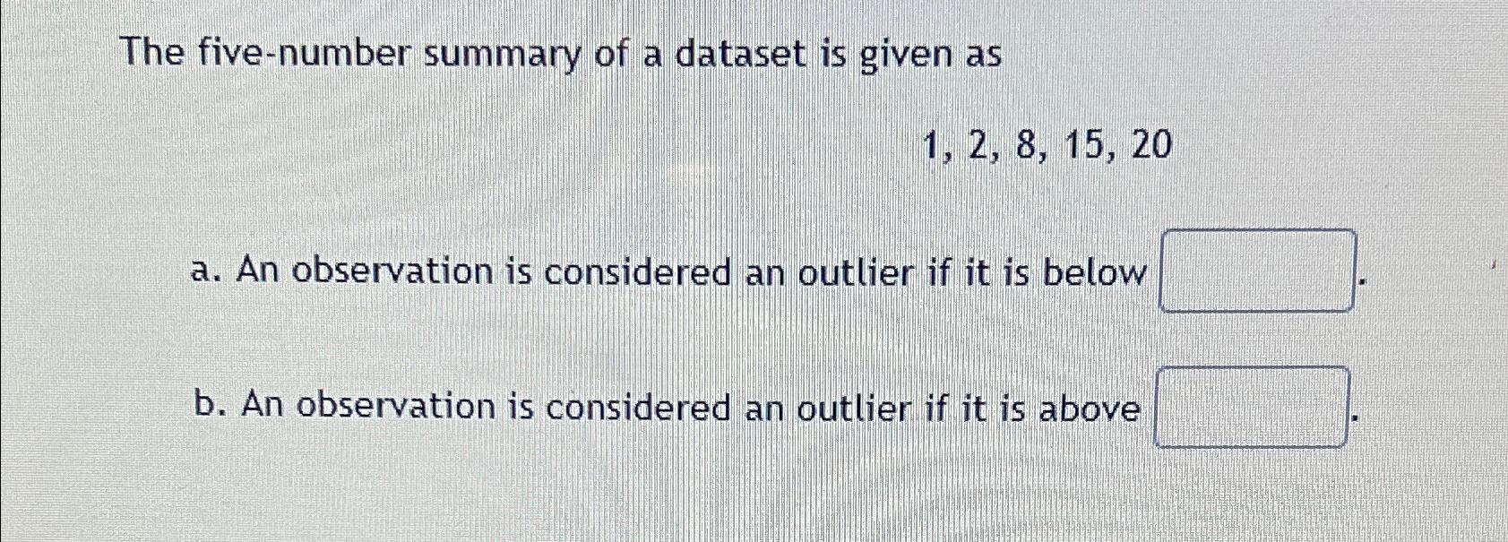 Solved The five-number summary of a dataset is given | Chegg.com