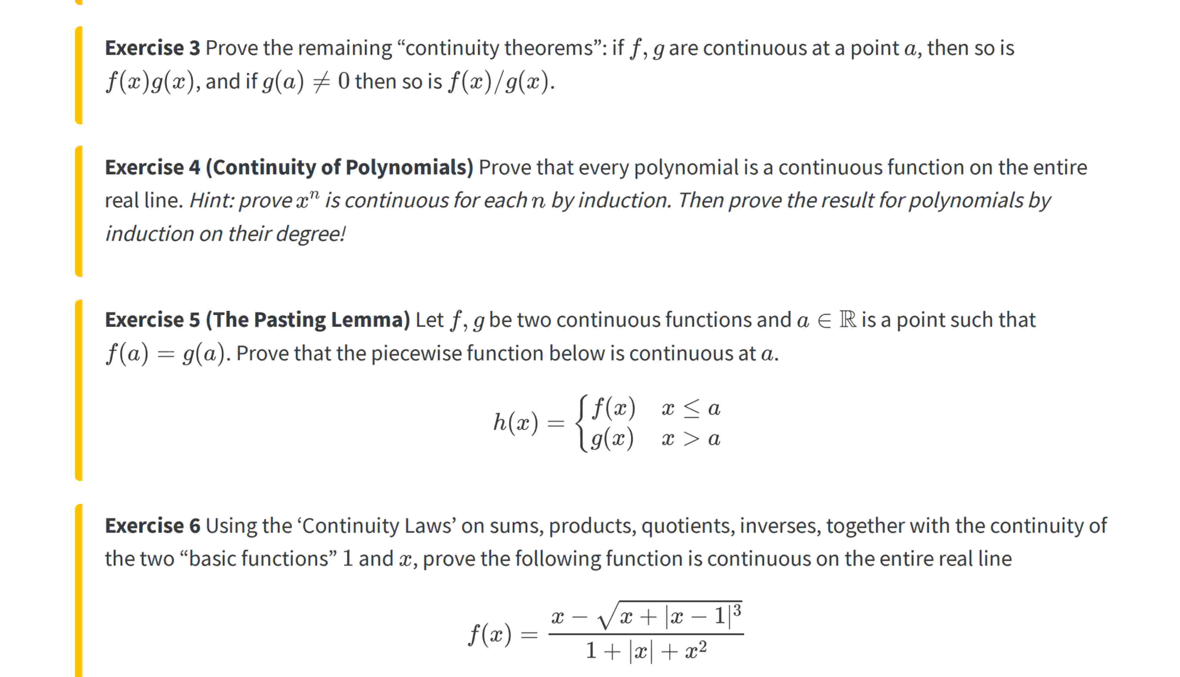 Solved Exercise 3 ﻿Prove the remaining "continuity | Chegg.com