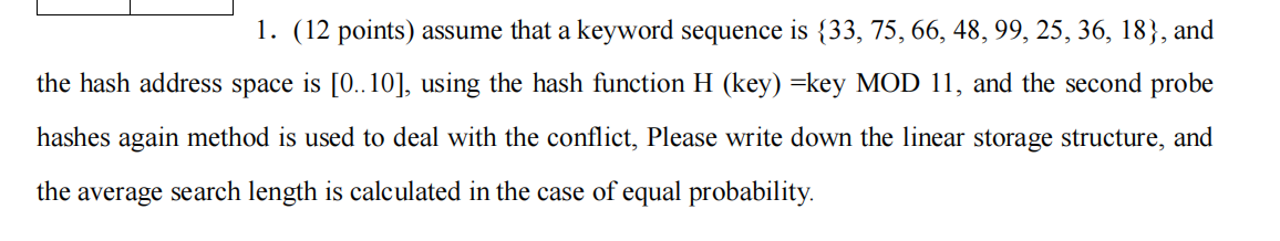 Solved 1. (12 points) assume that a keyword sequence is | Chegg.com