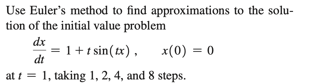 Solved Use Euler's method to find approximations to the | Chegg.com