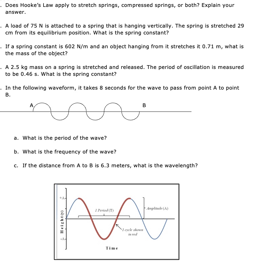Solved 1a. ﻿Does Hooke's Law apply to stretch springs, | Chegg.com