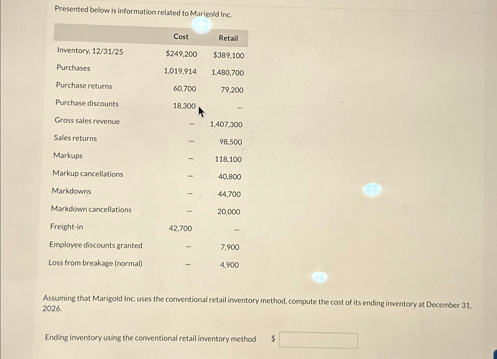 Solved Presented below is information related to Marigold | Chegg.com