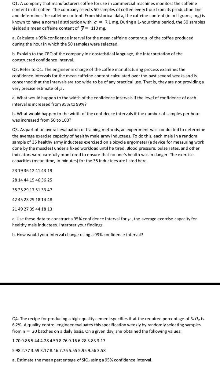 Solved Q4. The recipe for producing a high-quality cement | Chegg.com