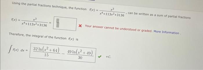 Solved Using the partial fractions technique, the function | Chegg.com