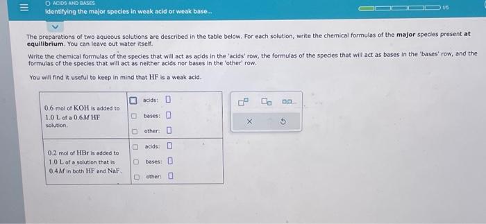 Solved The preparations of two aqueous solutions are | Chegg.com