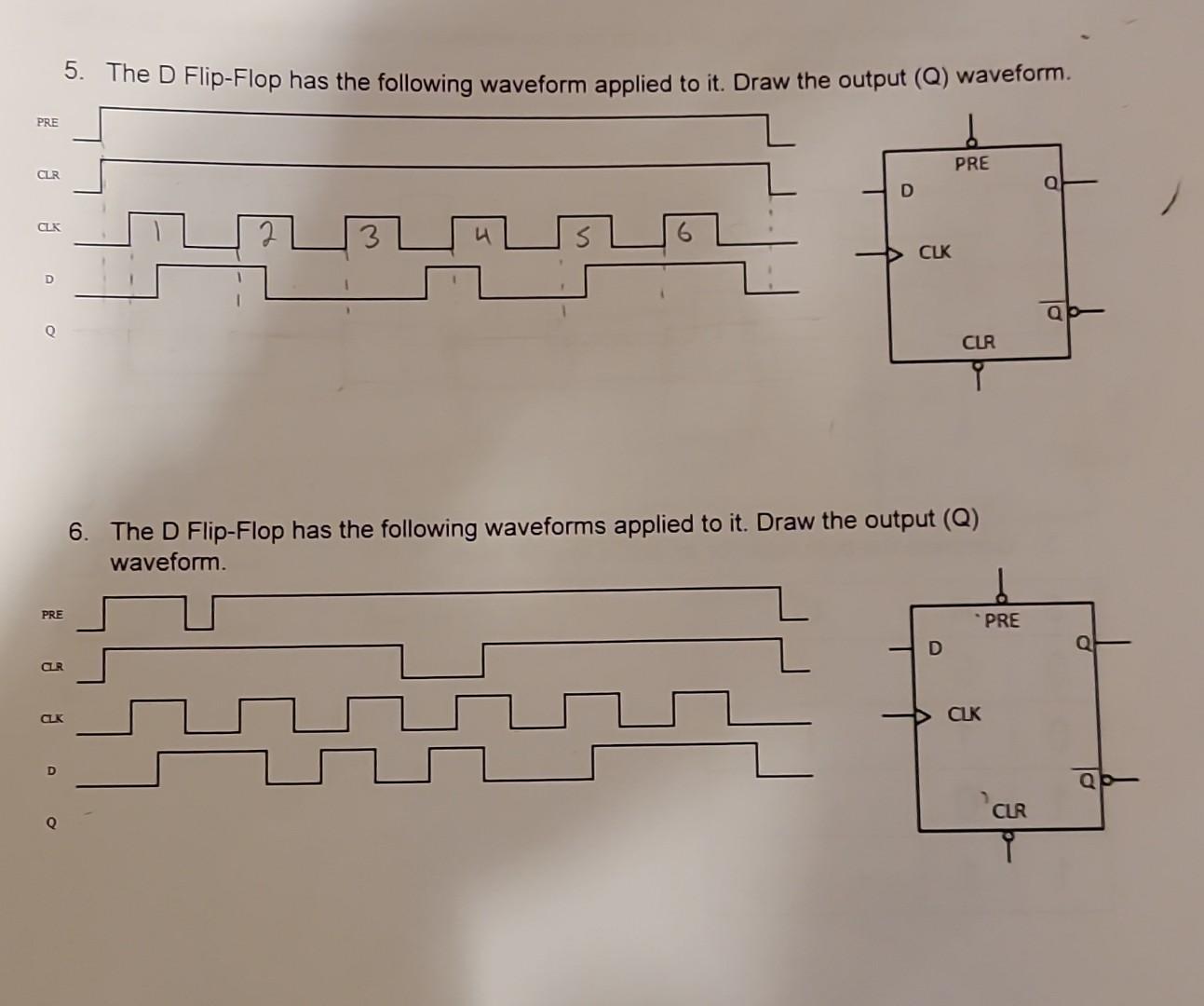 Solved 5. The D Flip-Flop has the following waveform applied | Chegg.com