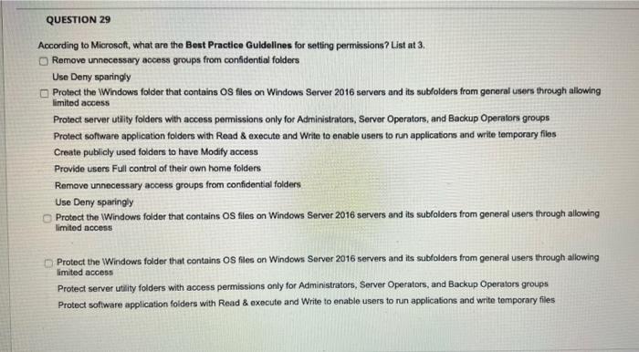 Solved According to Microsoft, what are the Best Practice | Chegg.com