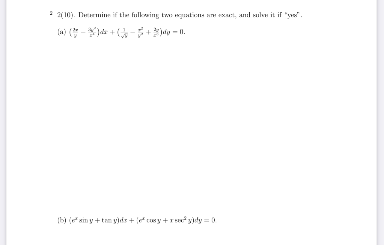 2 2(10). ﻿Determine if the following two equations | Chegg.com