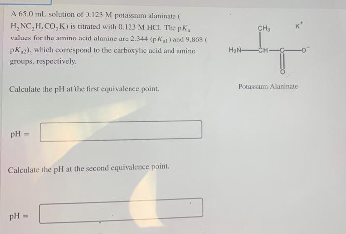Solved CH3 kx A 65.0 mL solution of 0.123 M potassium | Chegg.com