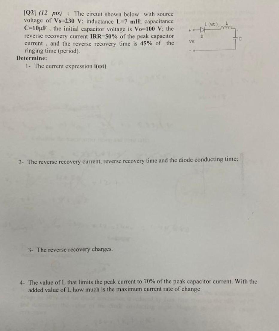 Solved ∣ Q2] ( 12 pts) : The circuit shown below with source | Chegg.com