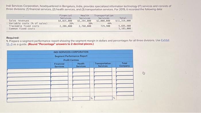Solved Indi Services Corporation, headquartered in | Chegg.com