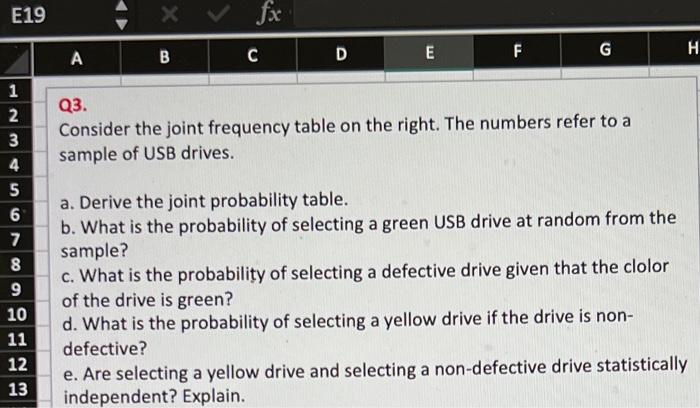 Solved Consider the joint frequency table on the right. The | Chegg.com