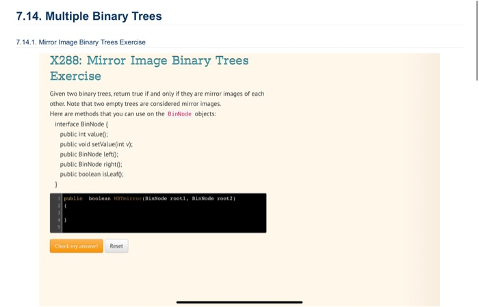 Solved 714 Multiple Binary Trees 7141 Mirror Image Binary Trees Exercise X288 Mirror Image