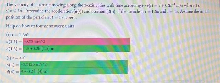 Solved The velocity of a particle moving along the x-axis | Chegg.com