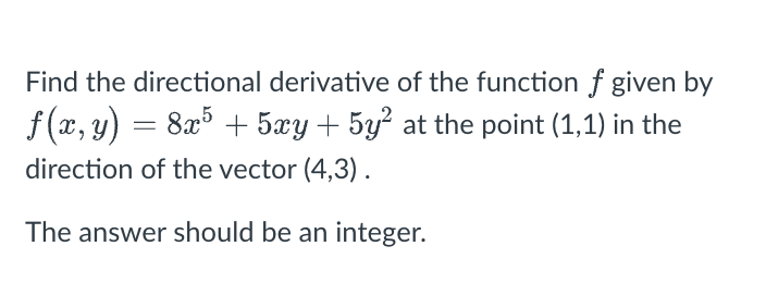 Solved Find the directional derivative of the function f | Chegg.com