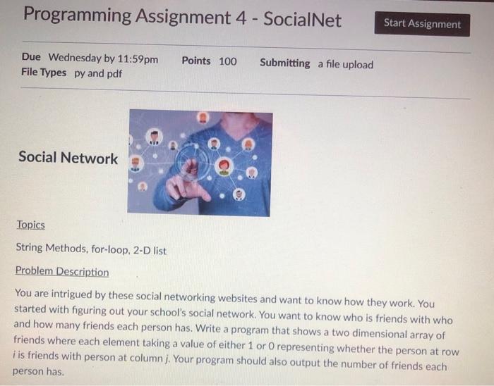 Solved Programming Assignment 4 - SocialNet Due Wednesday by | Chegg.com