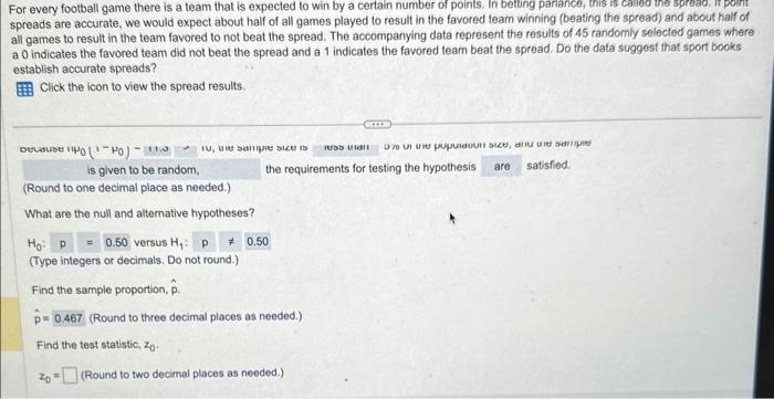 Solved spreads are accurate, we would expect about half of | Chegg.com