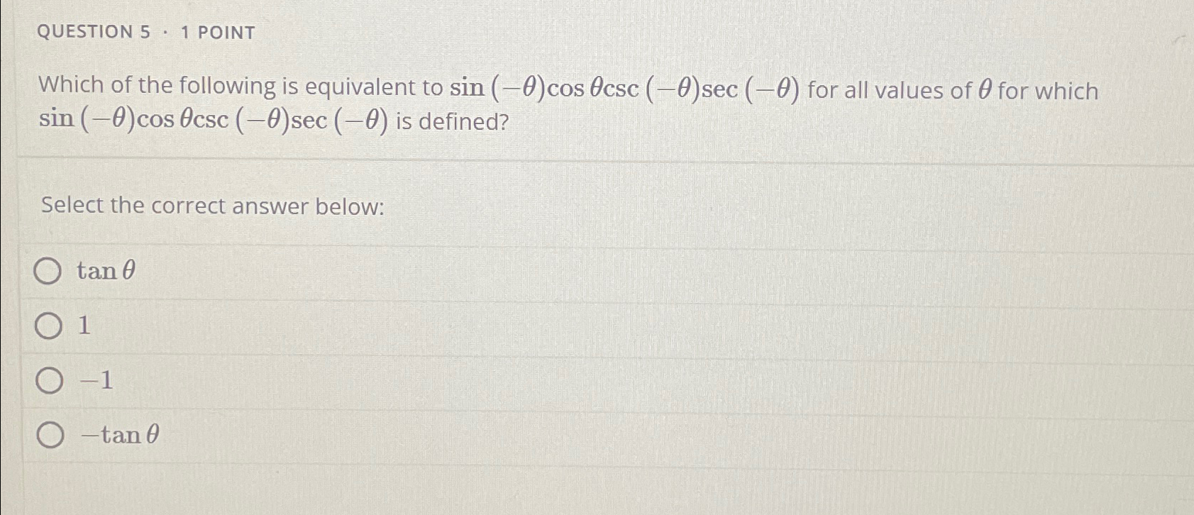 Solved QUESTION 5 - 1 ﻿POINTWhich of the following is | Chegg.com